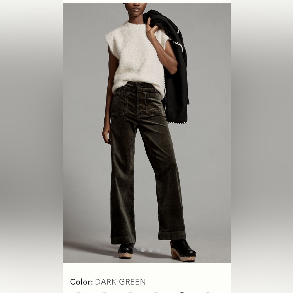 Maeve “Colette” Dark Olive Green Corduroy Trousers Pa… - Gem